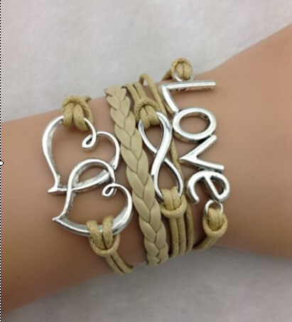 Love Heart Leather Cord Bracelet on Luulla