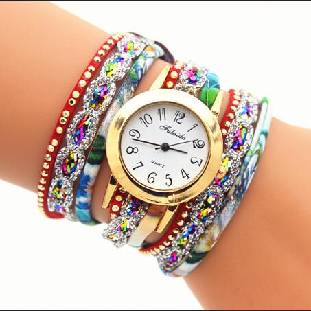 Colorful Print Multilayer Bracelet Watch on Luulla