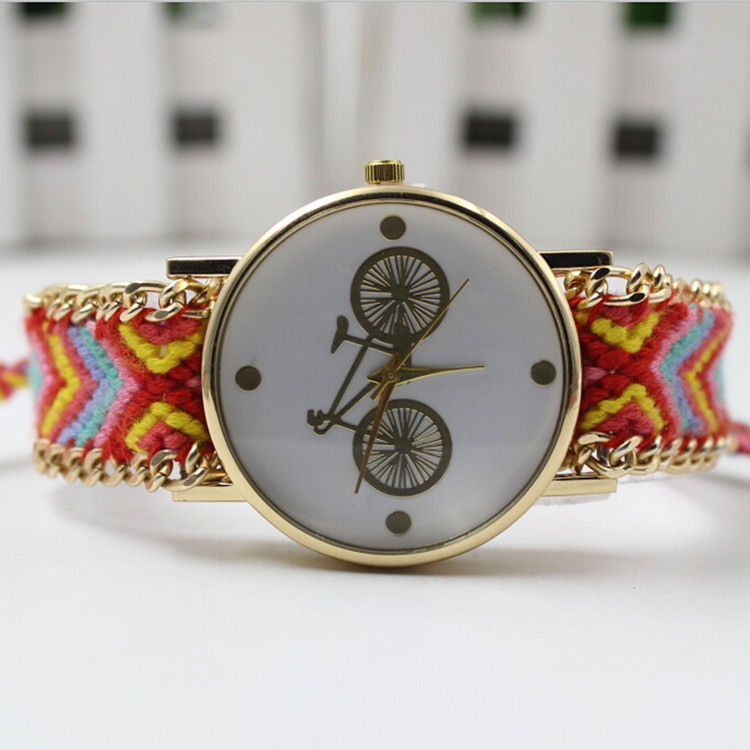 Bicycle Print Colorful Woven Watch on Luulla
