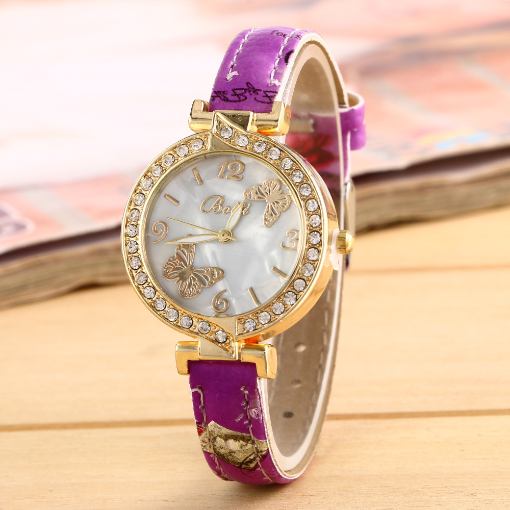Crystal Butterfly Leather Gift Watch on Luulla