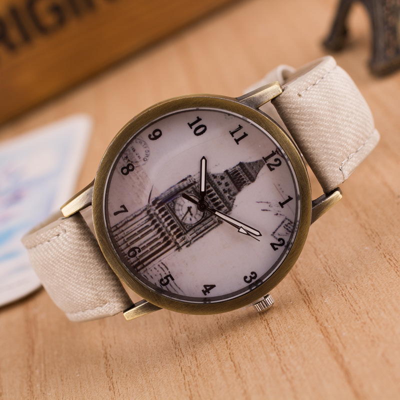 Denim Retro Big Clock Tower Watch on Luulla