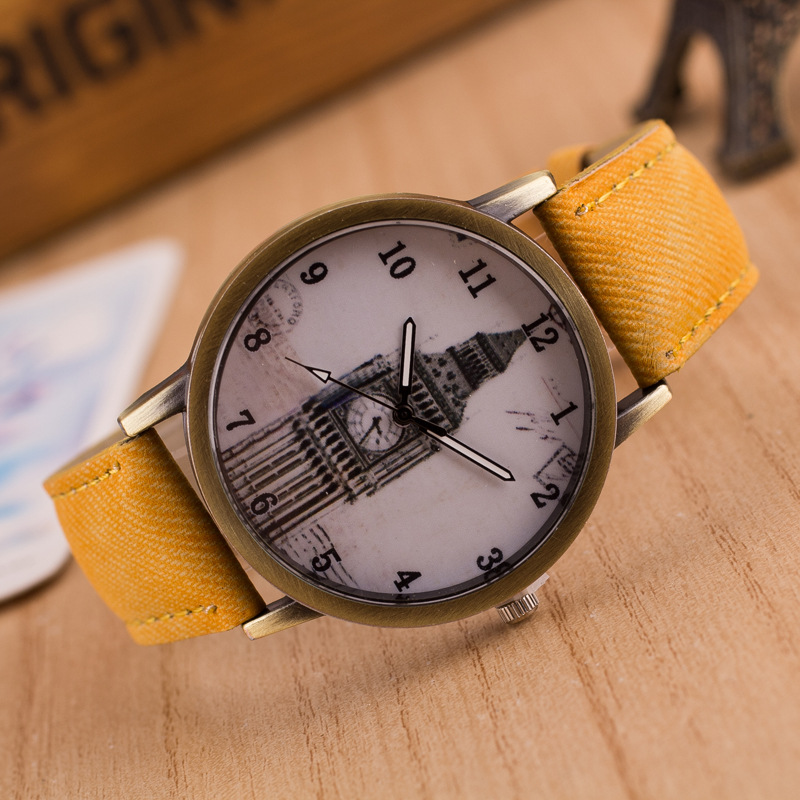 Denim Retro Big Clock Tower Watch on Luulla
