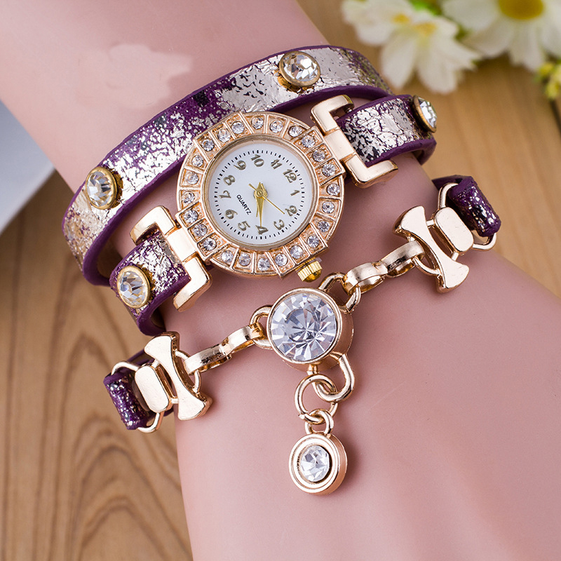 Gold Alloy Diamond Pendant Three Coil Winding Watch on Luulla