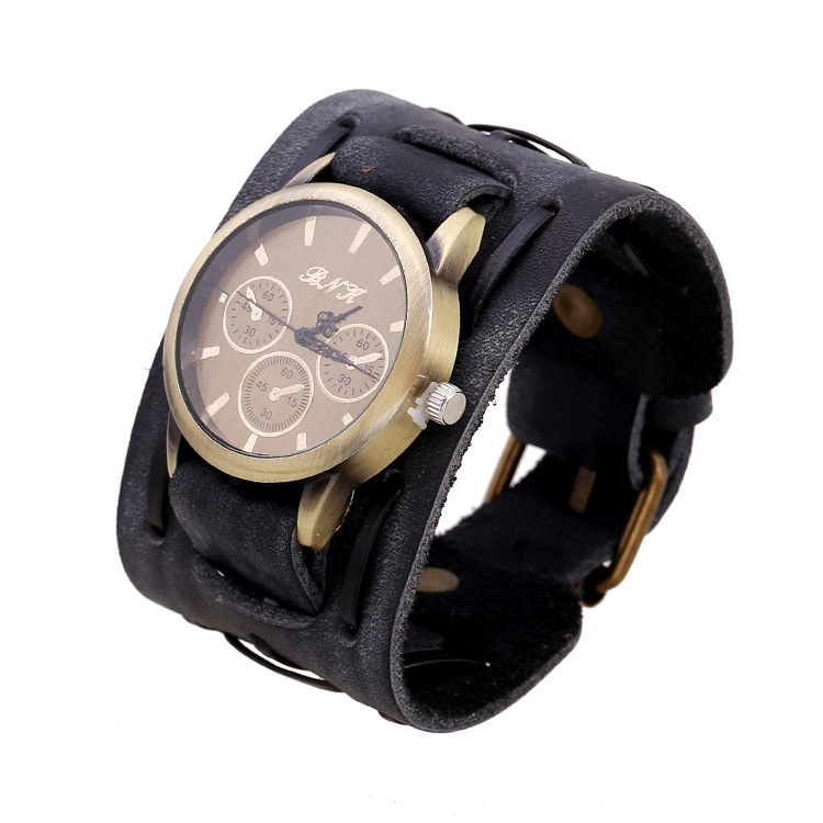 Punk Style Leather Woven Bracelet Watch on Luulla
