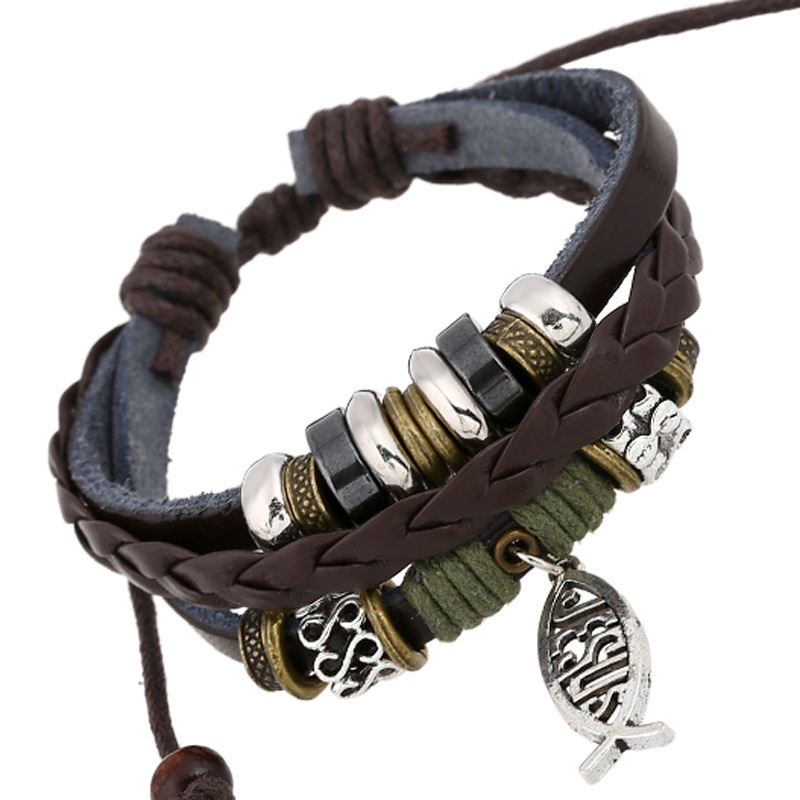 Fish Pendant Woven Beaded Bracelet on Luulla