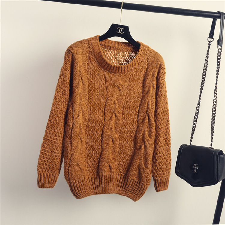 Pull Over Loose Pure Color Long Sleeve Sweater on Luulla